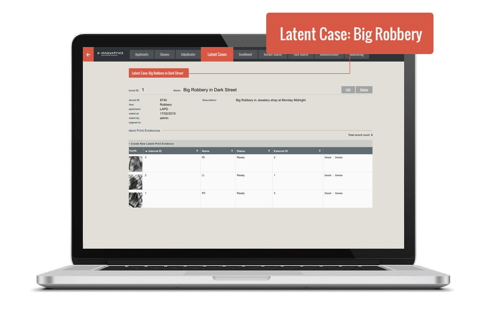 Módulo de investigación | ABIS de Innovatrics | Innovatrics